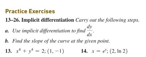Solved Practice Exercises 13 26 Implicit Differentiation