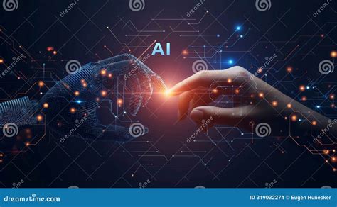 A Human And A Robot Share A Touching Moment Bridging The Gap Between Man And Machine Stock