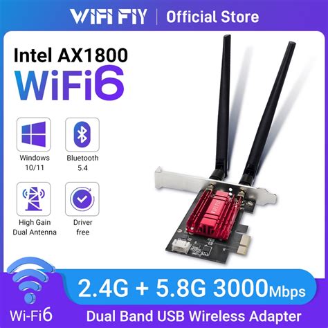 Wifi Fiy Wifi 6 Pci E Wireless Adapter Network Card Ax1800 Bluetooth 5 4 Dual Band 2 4g 5 8ghz