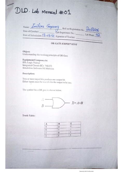 Solution Dld Lab Manuals Solutions Or Gate Implementation Using Logic