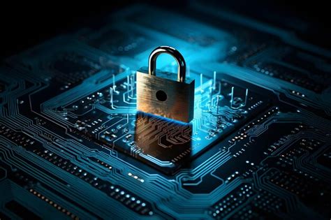 Premium Ai Image Cybersecurity Concept Depicting A Padlock On Top Of A Microchip Board