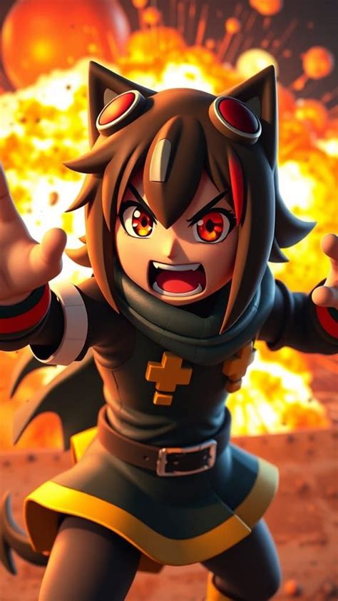 3d Realistic Konosuba Girl Crazy Girl Megumin Explosion Explosion Background