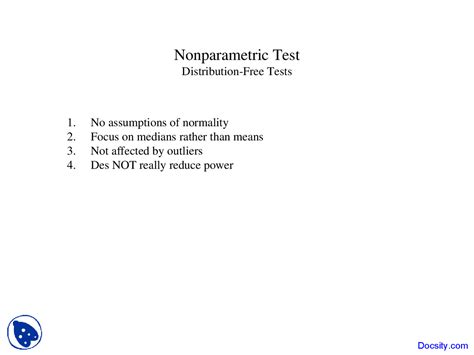 Nonparametrictest Data Analysis In Psychology Lecture Slides Docsity