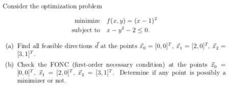 Solved Consider The Optimization Problem Minimize F Y X Chegg