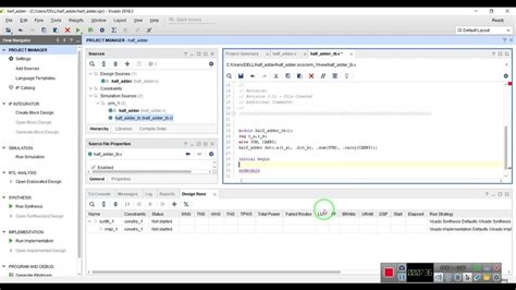Half Adder Verilog With Vivado Youtube
