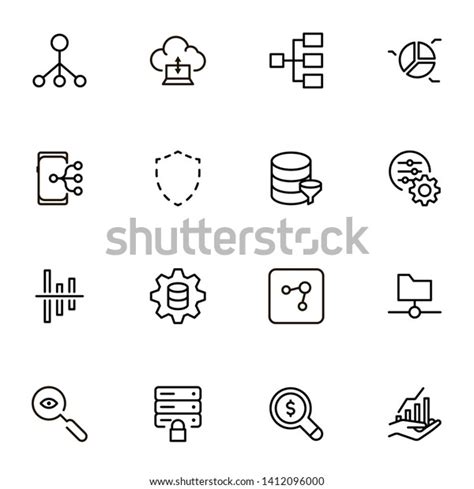 Big Data Analytics Line Icon Set Stock Vector Royalty Free 1412096000