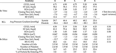 Compilation And Comparison Of The In Vitro Flow Parameters To The In