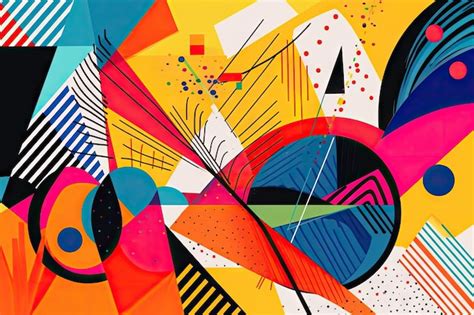 Premium Ai Image Abstract Line Art With Geometric Shapes And Vibrant