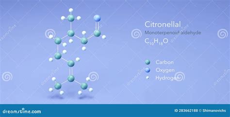 Citronellal Molecule Molecular Structures Monoterpenoid Aldehyde 3d