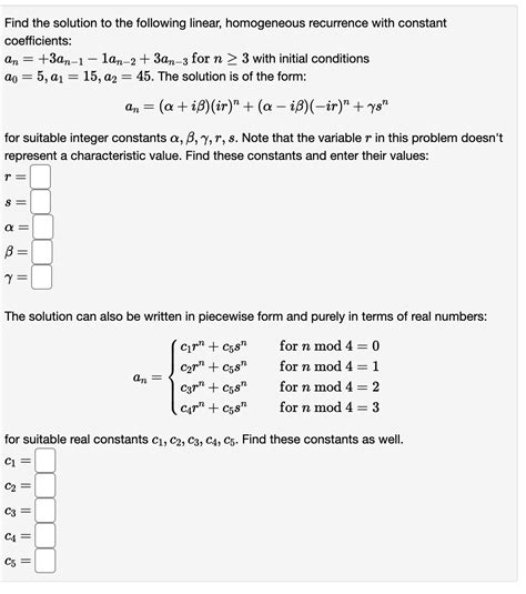 Solved Find The Solution To The Following Linear
