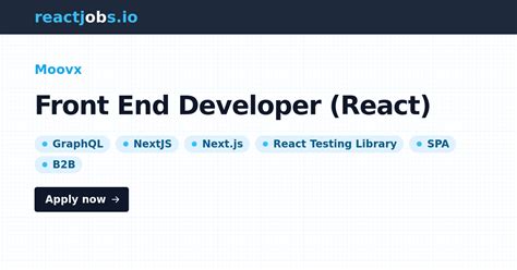 Remote Front End Developer React At Moovx