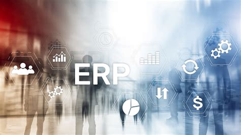 Erp System Enterprise Resource Planning On Blurred Background Business
