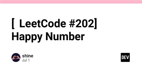 📝leetcode 202 Happy Number Dev Community