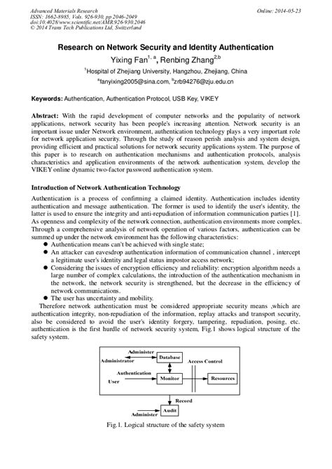 research on network security and identity authentication scientific