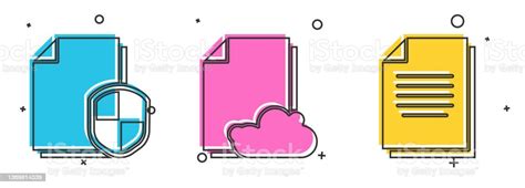 문서 보호 개념 클라우드 저장소 텍스트 문서 및 문서 아이콘을 설정합니다 벡터 건강 검진에 대한 스톡 벡터 아트 및 기타 이미지