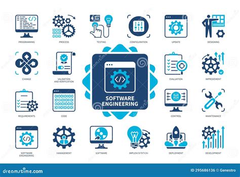Software Engineering Solid Icon Set Stock Illustration Illustration