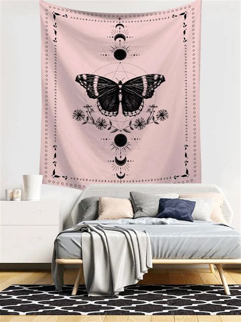 Large Pink Butterfly Tapestry Cute Tapestry Sun And Moon Phases