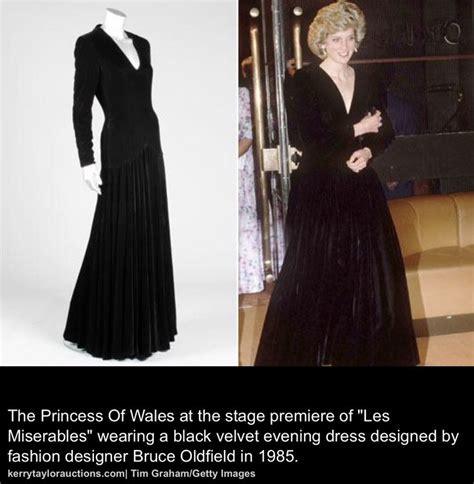 Princess Diana In A Black Bruce Oldfield Velvet Dress Worn For An