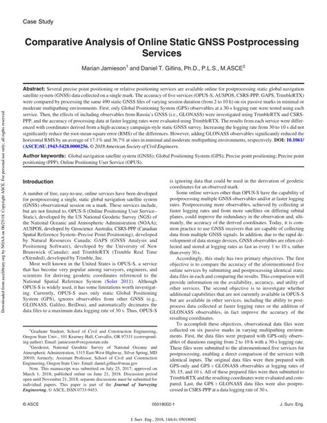 Pdf Comparative Analysis Of Online Static Gnss Postprocessing Services