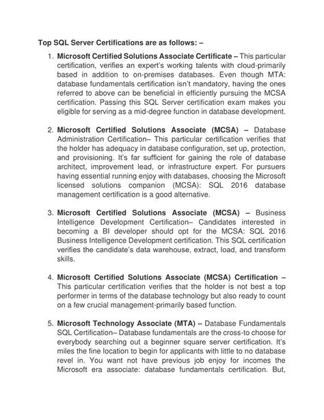 Ppt Top 5 Sql Server Certifications To Boost Your Career Powerpoint