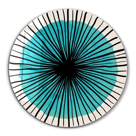 Blue Burst Round Glass Wall Art Artdesigna