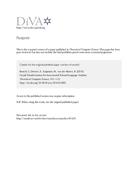 Pdf Graph Transformation For Incremental Natural Language Analysis