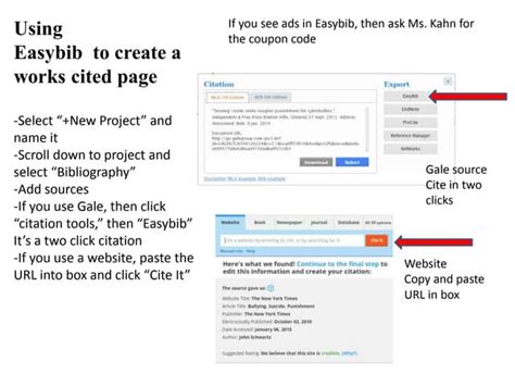 Using Easybib To Create A Works Cited Page Ppt