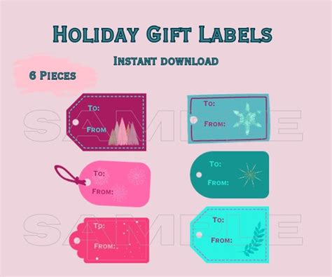 Holiday T Tags Pink And Turquoise Green T Labels Christmas T