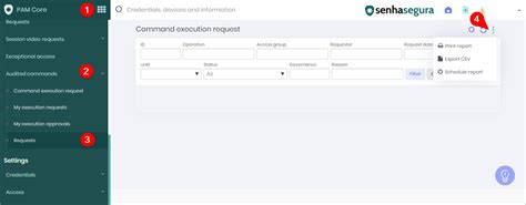 How To Access Command Execution Request Report Pam Core Segura