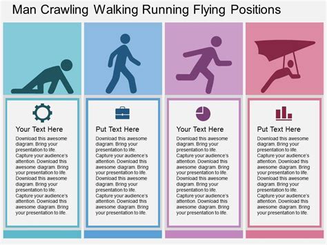 man crawling walking running flying positions flat powerpoint design