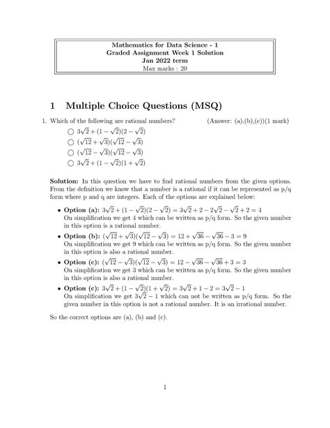 M1w01ga Mathematics For Data Science 1 Graded Assignment Week 1