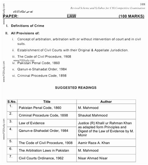 fpsc css exam syllabus 2020 page no 111 of 158