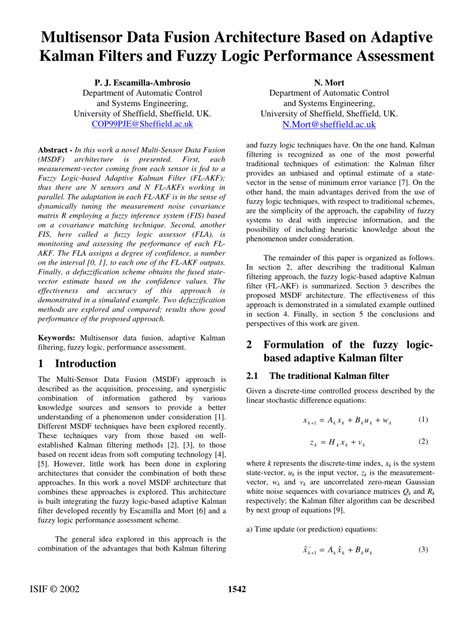 Pdf Multi Sensor Data Fusion Architecture Based On Adaptive Kalman