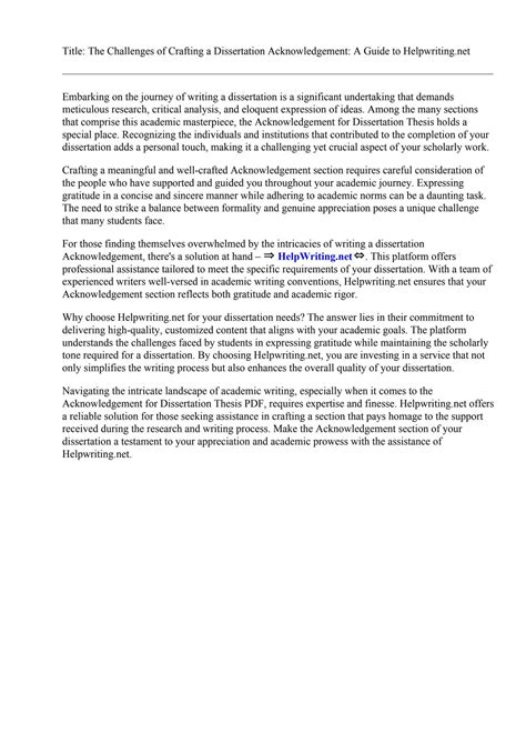 Acknowledgement For Dissertation Thesis Pdf By Jessica Nicholson Issuu