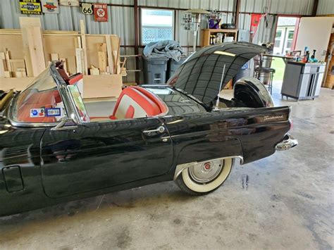 1956 Ford Thunderbird Factory Black Paint With Red And White Interior