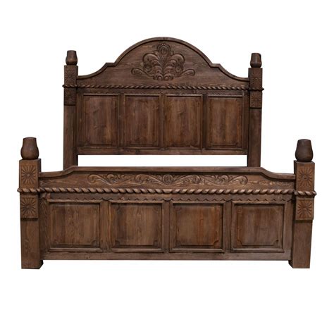 Sedona Rustic Hand Carved Bed Western Wood Bed Spanish Style Bed