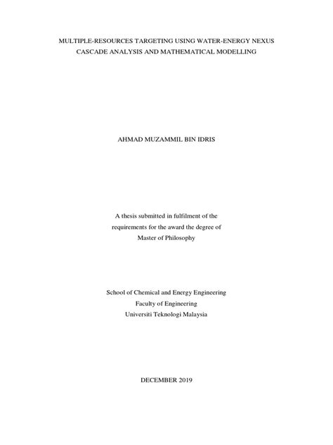 Multiple Resources Targeting Using Water Energy Nexus Cascade Analysis