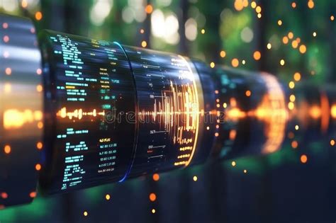 Futuristic Data Stream Digital Information Flowing Through High Tech Pipeline Stock Illustration