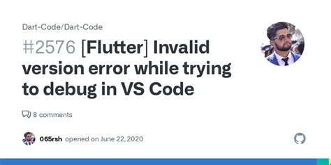 [flutter] invalid version error while trying to debug in vs code
