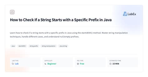 How To Check If A String Starts With A Specific Prefix In Java Labex
