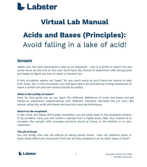 Solved Labster Virtual Lab Manual Acids And Bases Chegg