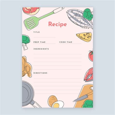 Hand Drawn Recipe Template Design Free Vector
