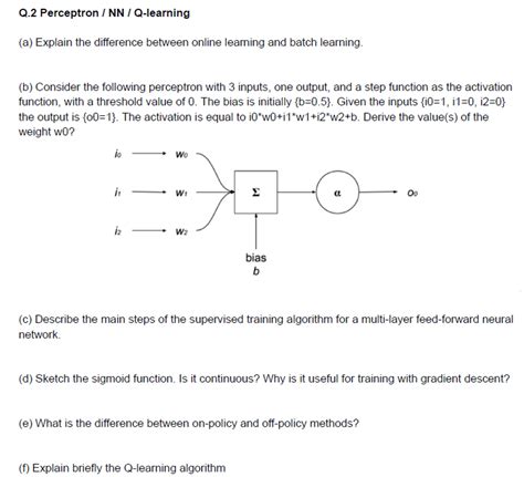 solved q 2 ﻿perceptron ﻿nn ﻿q learning check the