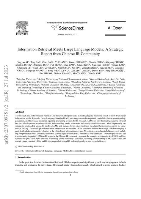 Information Retrieval Meets Large Language Models A Strategic Report From Chinese Ir Community