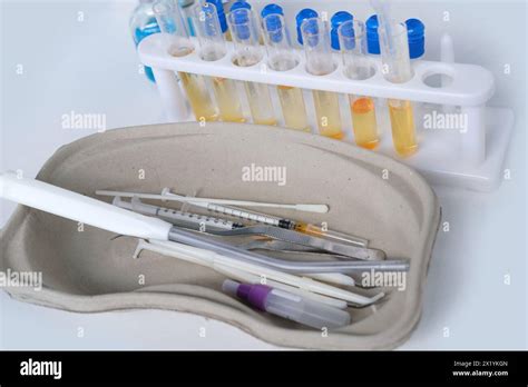 Antigenic Test Cassette Glass Test Tubes With Reagents Conducting A