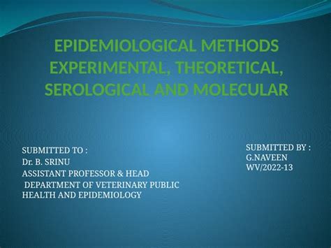 Epidemiological Methods Molecular Serological Pptx