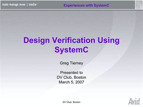 Design Verification Using Systemc Ppt