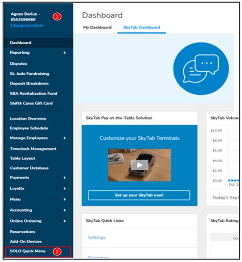 SkyTab Solo Quick Menu Setup Shift Knowledge