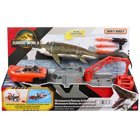 Matchbox Jurassic World Újjászületés Hajó Mosasaurusszal Játékszett