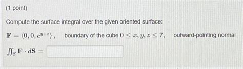 Solved Point Compute The Surface Integral Over The Given Chegg